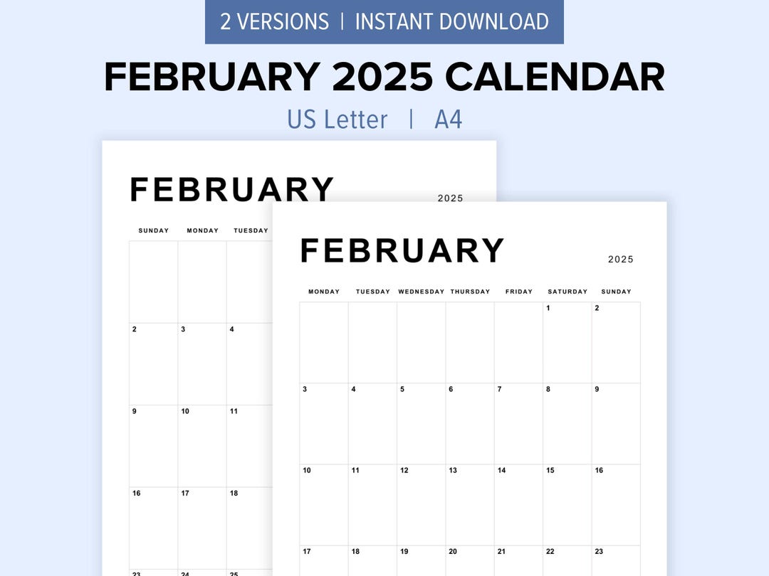 Editable February 2025 Calendar Minimalist Printable | Simple ...