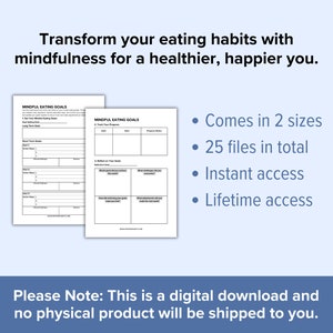 Mindful Eating Log and Journal Printable Bundle | Food Journal ...