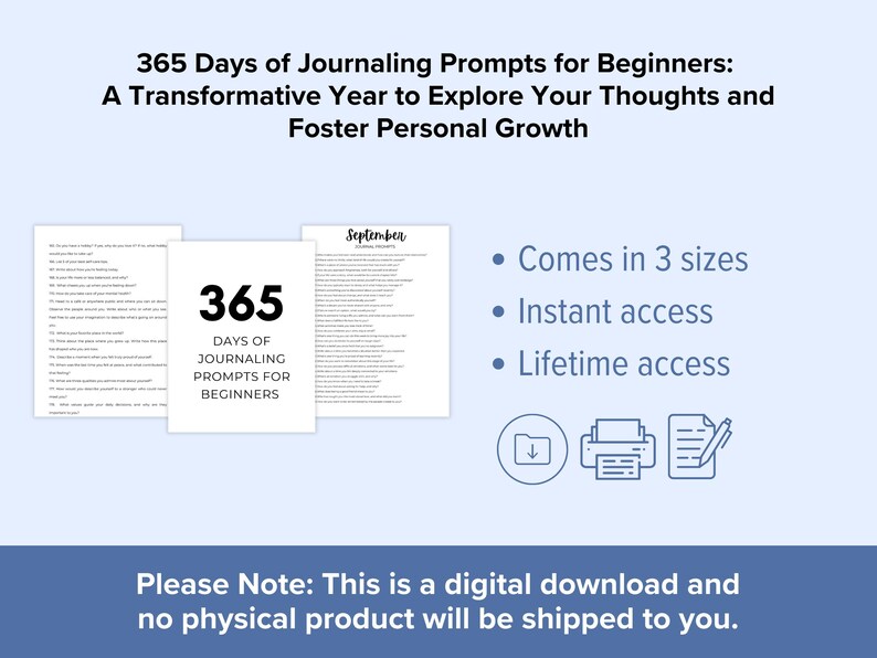 365 Journaling Prompts for Beginners Printable | One Year Journaling ...