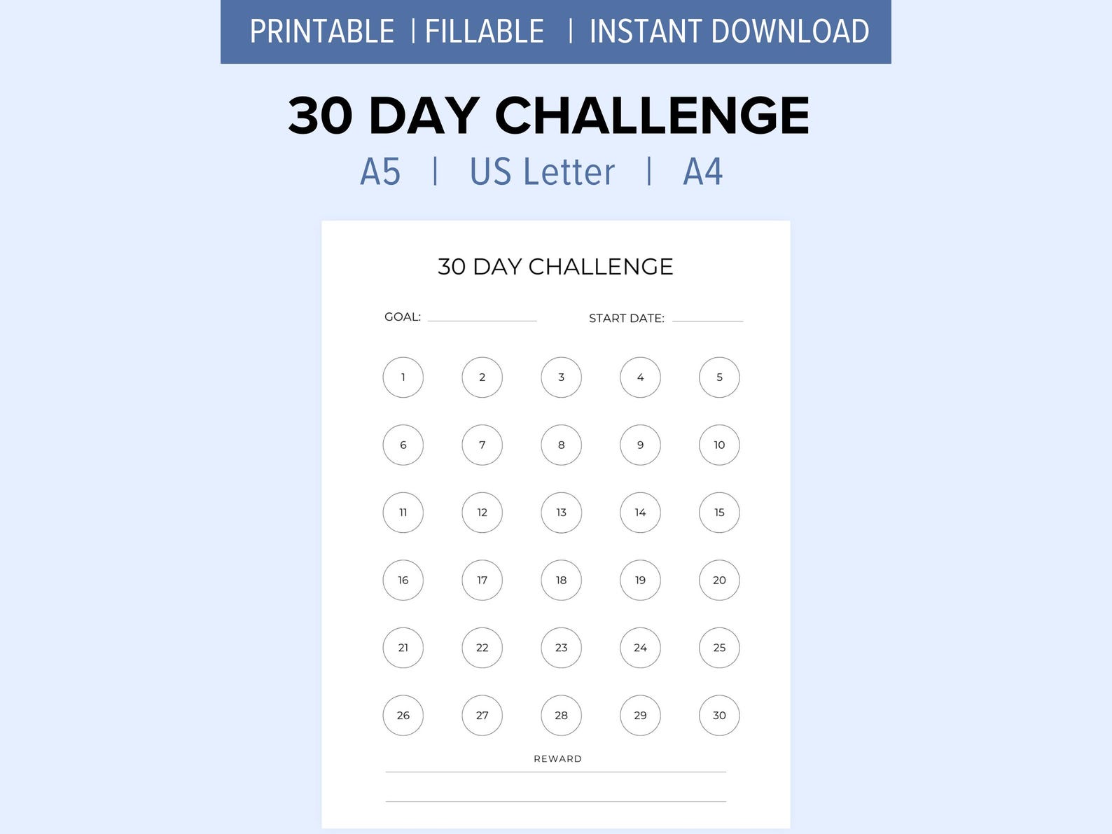 30 Day Challenge Goal Setting Tracker | Savings Challenge | Fitness and ...