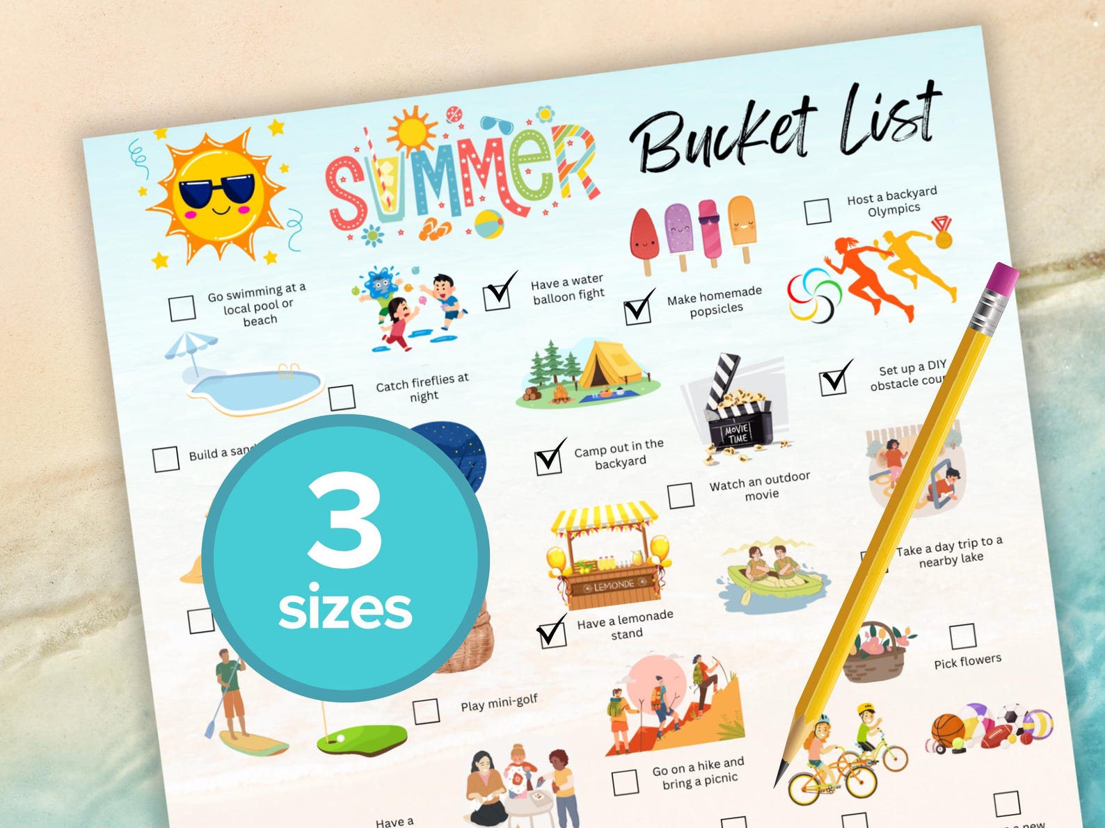 Summer Bucket List Printable | Summer Activities Checklist | Seasonal ...