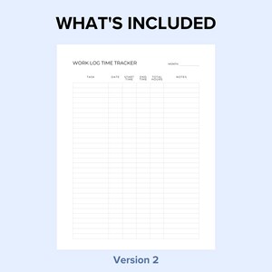 Work Log Time Tracker Printable | A5, US Letter, A4 | Fillable ...