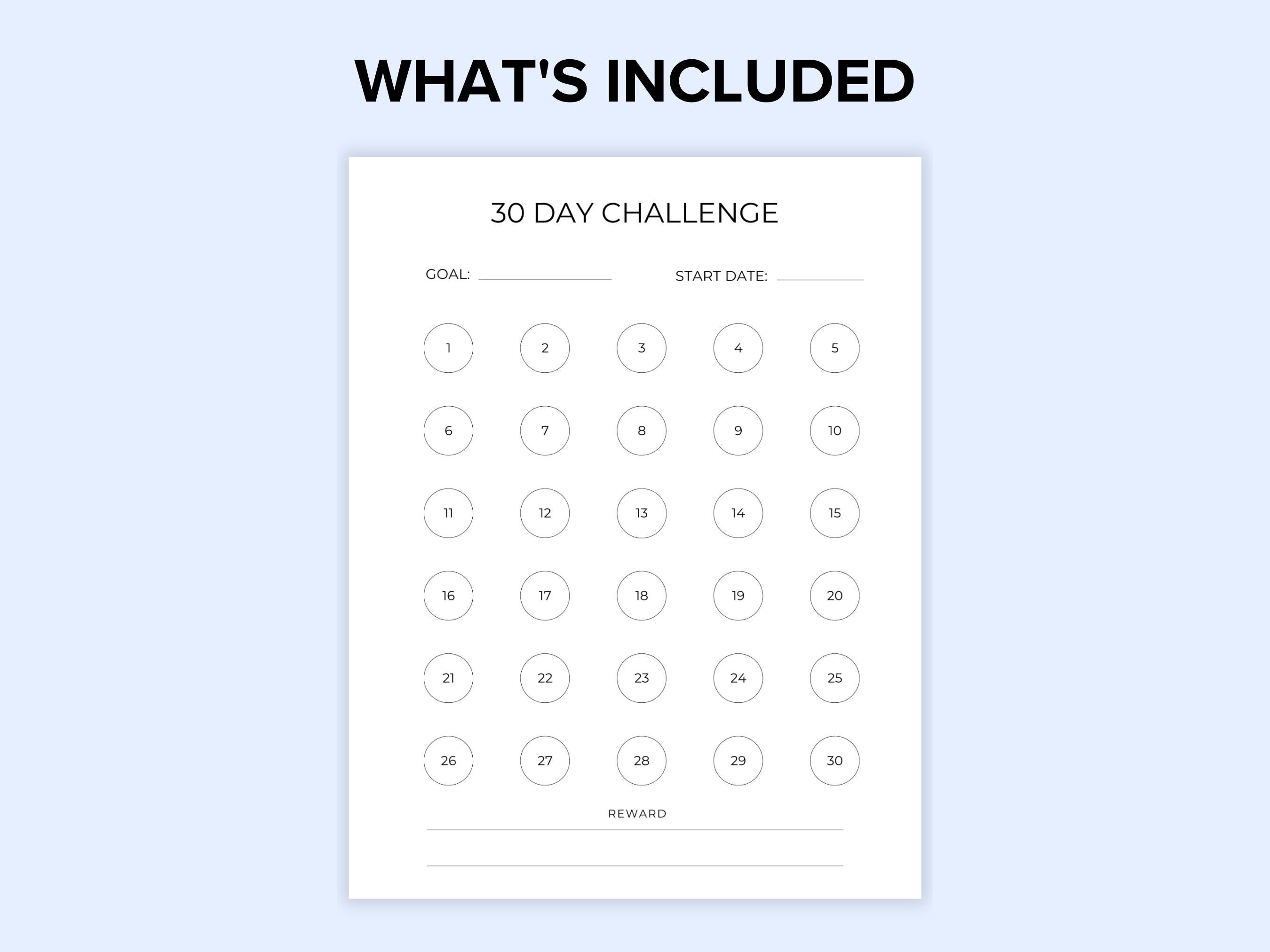 30 Day Challenge Goal Setting Tracker | Savings Challenge | Fitness and ...