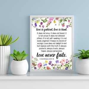 1 Corinthians 13:4-8 Bible Verse Printable | Love is Patient, Love is ...