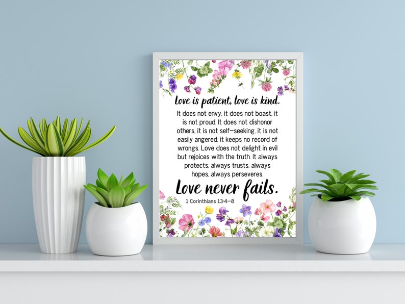 1 Corinthians 13:4-8 Bible Verse Printable | Love is Patient, Love is ...