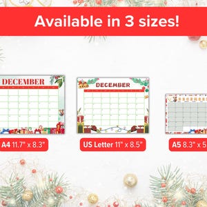 Editable December 2024 Calendar | Christmas Ornaments Calendar and ...