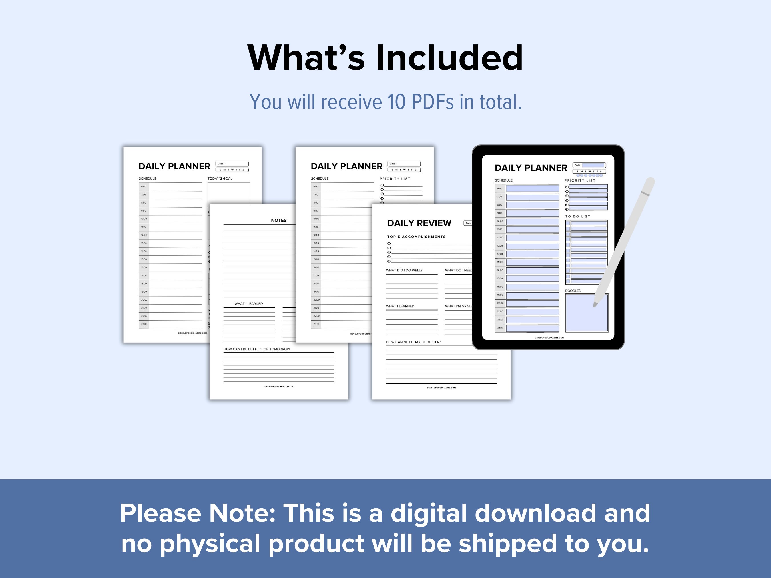 Daily Planner Printable Worksheets & Templates Bundle | Daily Routine ...