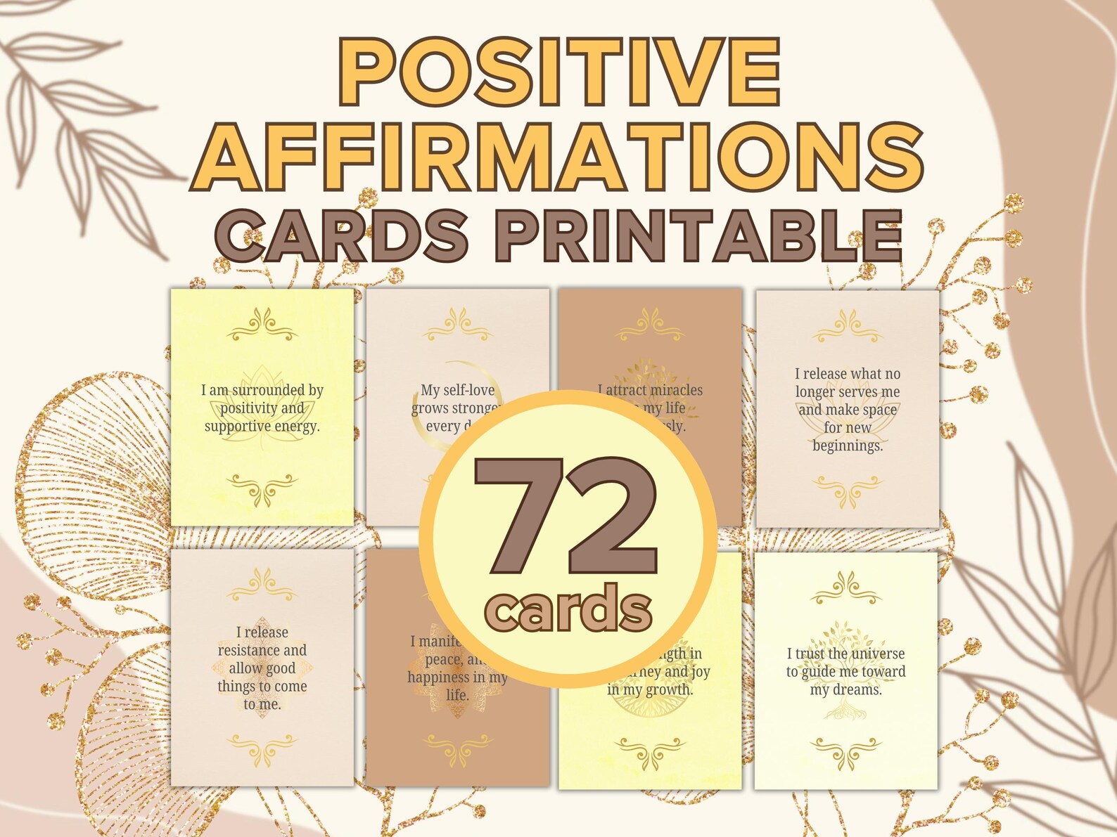 72 Positive Affirmations Cards Printable | Daily Self Love Affirmations ...
