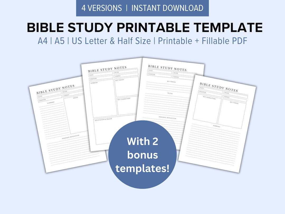 Bible Study Templates Printable | Scripture Study Guide Prayer Journal ...