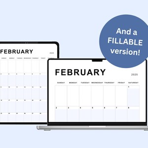Editable February 2025 Calendar Minimalist Printable | Simple ...