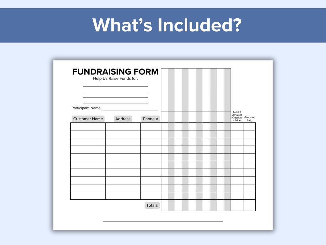 Editable Fundraising Order Tracker Printable Form | A5, US Letter, A4 ...