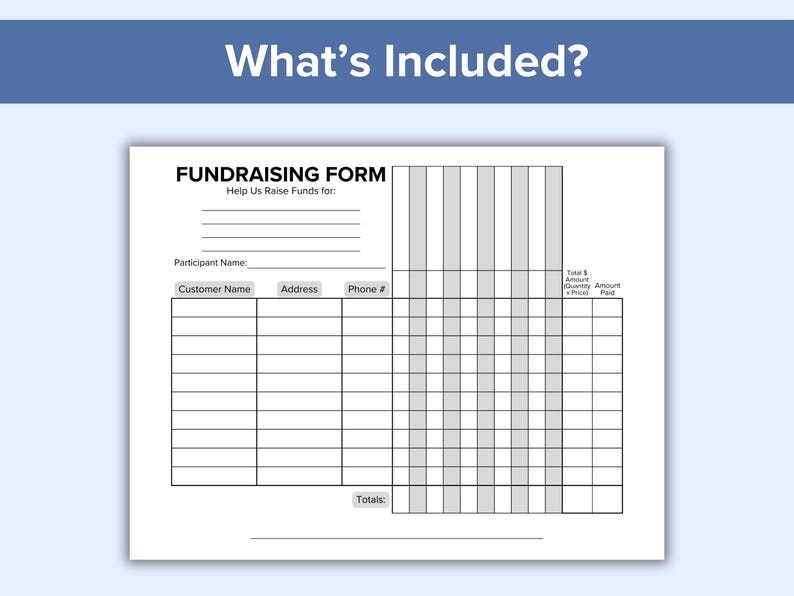 Editable Fundraising Order Tracker Printable Form | A5, US Letter, A4 ...