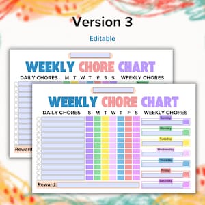 Editable Chore Chart Template for Kids | Children's Weekly ...