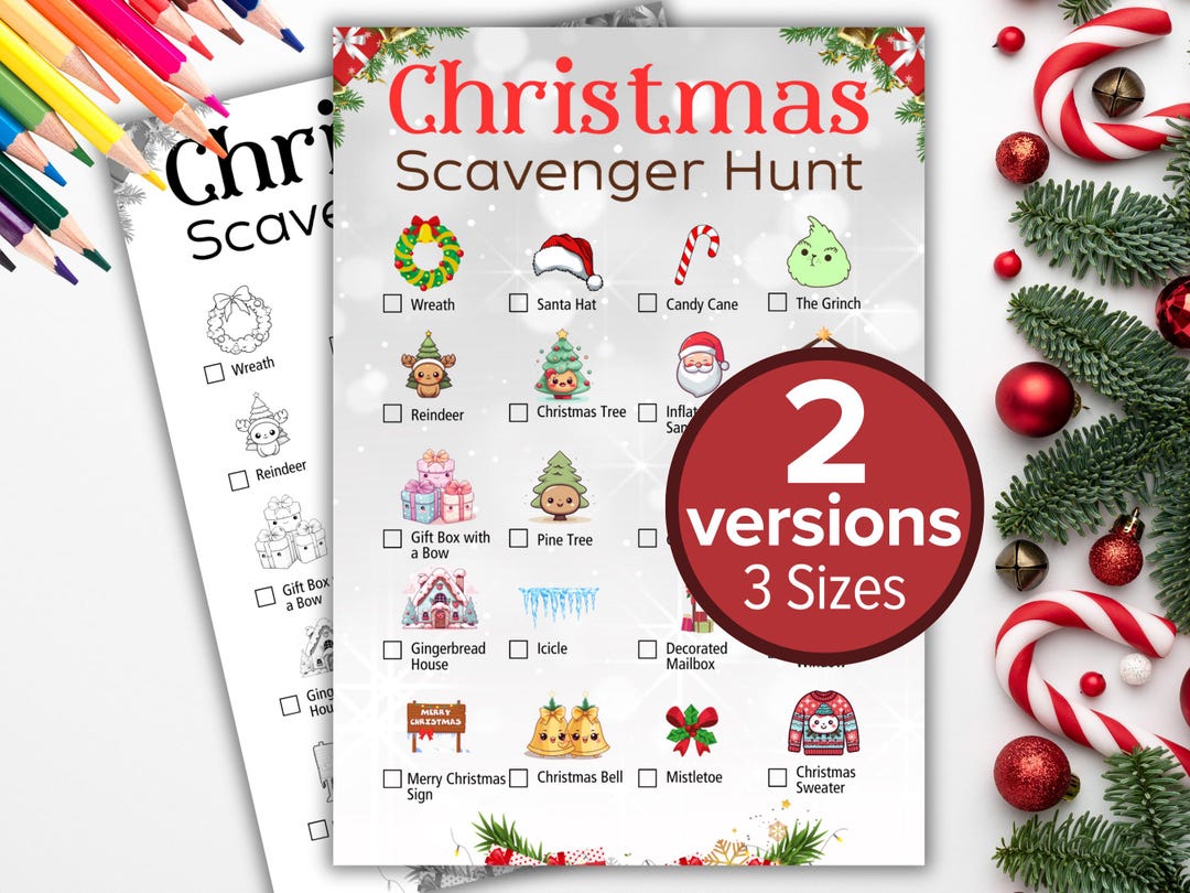 Christmas Scavenger Hunt Printable for Kids | A4, A5, US Letter - Etsy