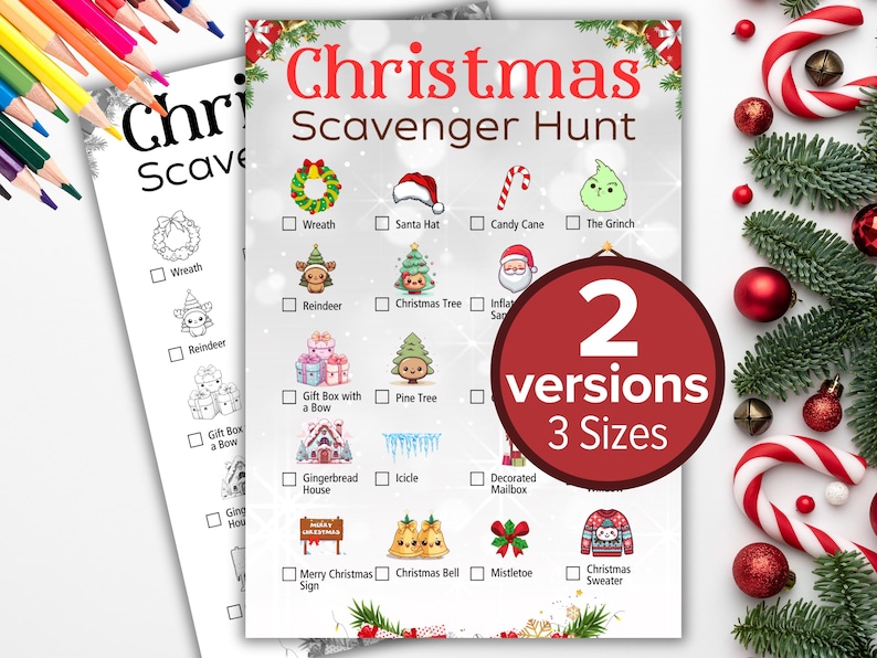 Christmas Scavenger Hunt Printable for Kids | A4, A5, US Letter - Etsy