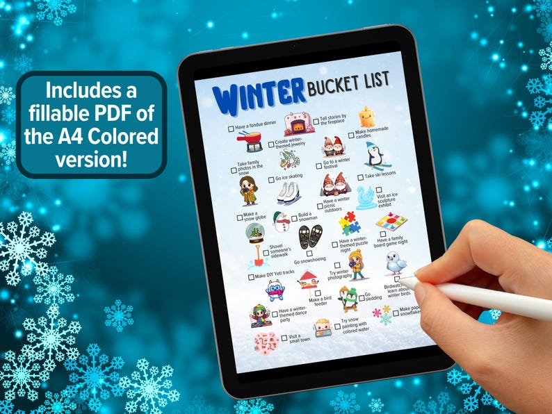 Winter Bucket List Printable | Holiday Bucket List | Winter Scavenger ...