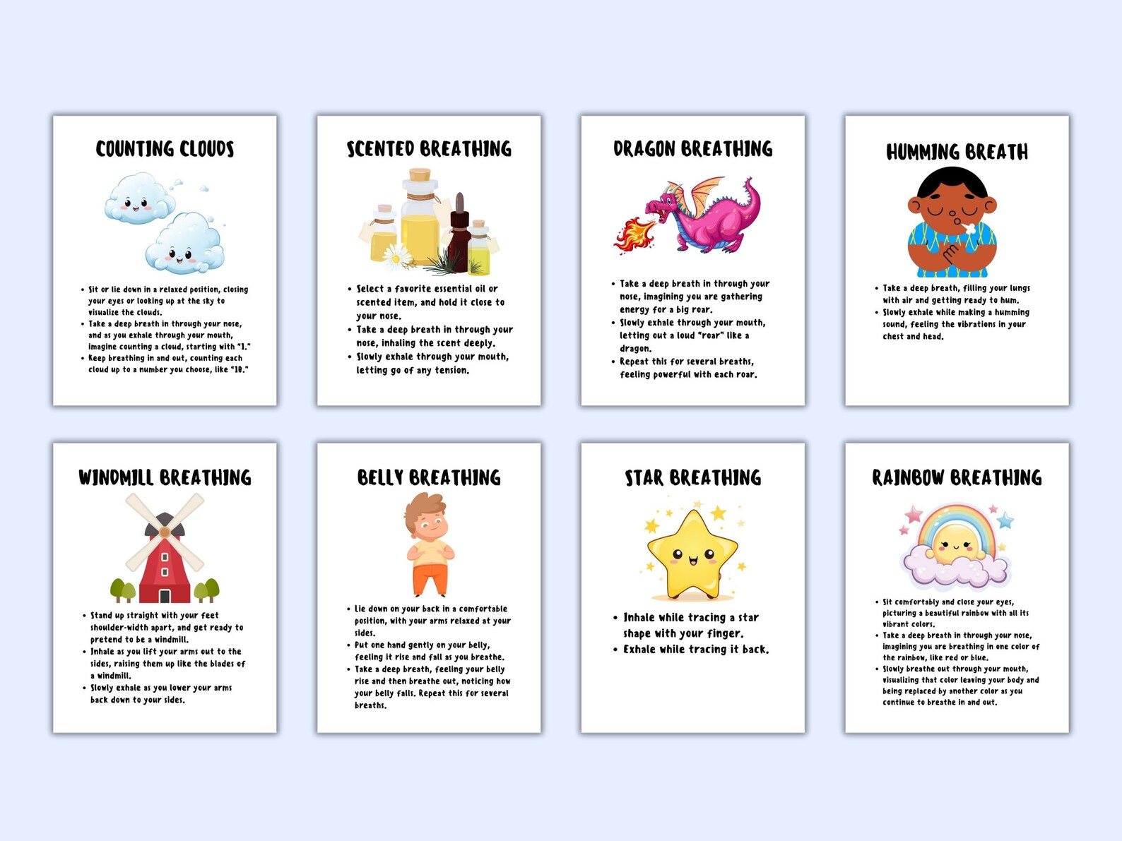 32 Mindful Breathing Cards for Kids | Calm & Focus Printable ...