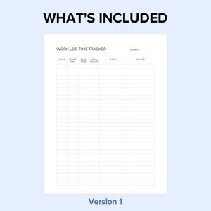 Work Log Time Tracker Printable | A5, US Letter, A4 | Fillable ...