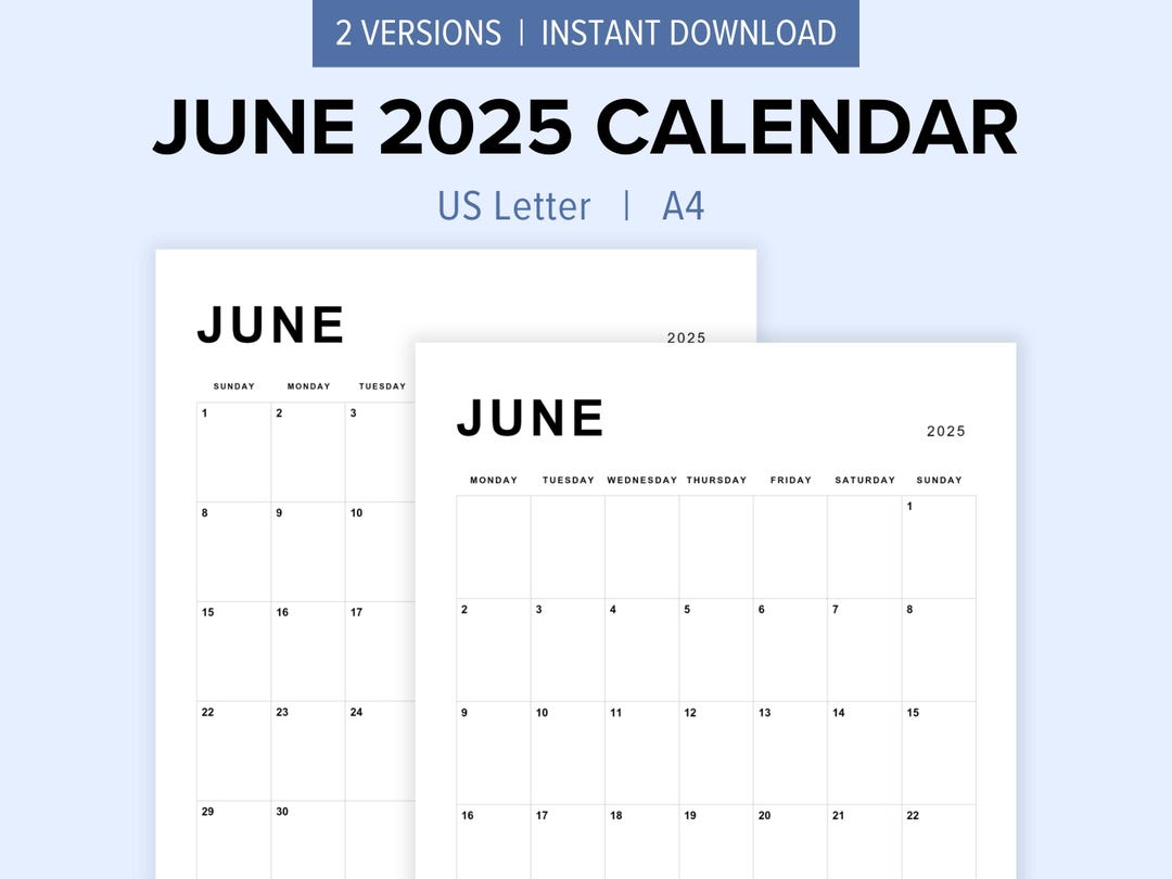 Editable June 2025 Calendar Minimalist Printable | Simple Minimalist ...