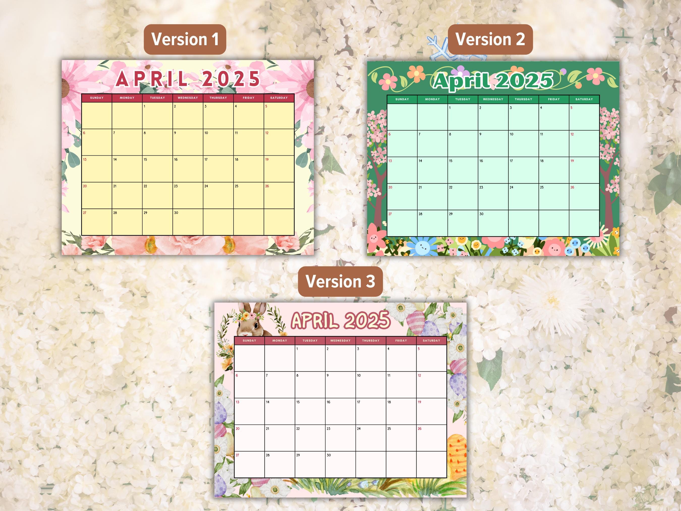 Editable April 2025 Calendar Printable | Spring Themes | Easter ...