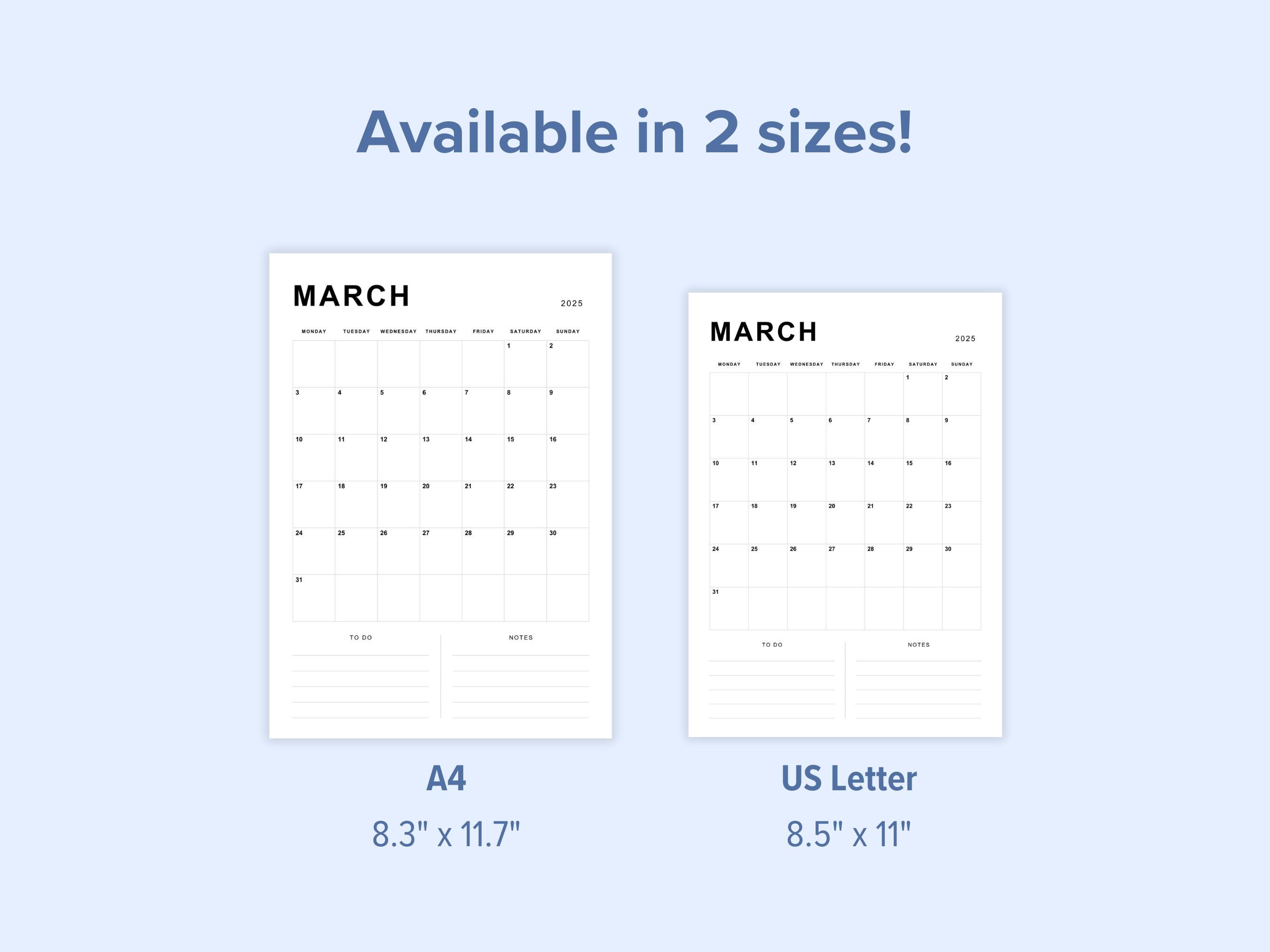 Editable March 2025 Calendar Minimalist Printable | Simple Minimalist ...