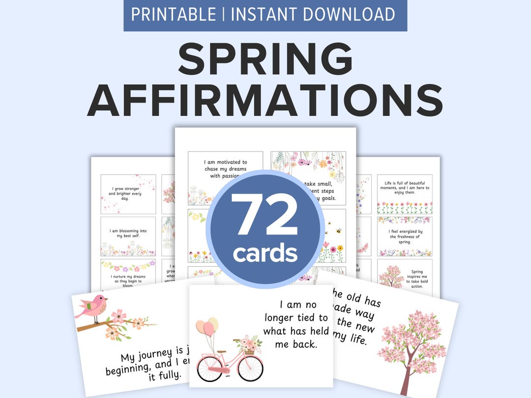 72 Spring Affirmation Cards for Gratitude | Printable Spring-themed ...
