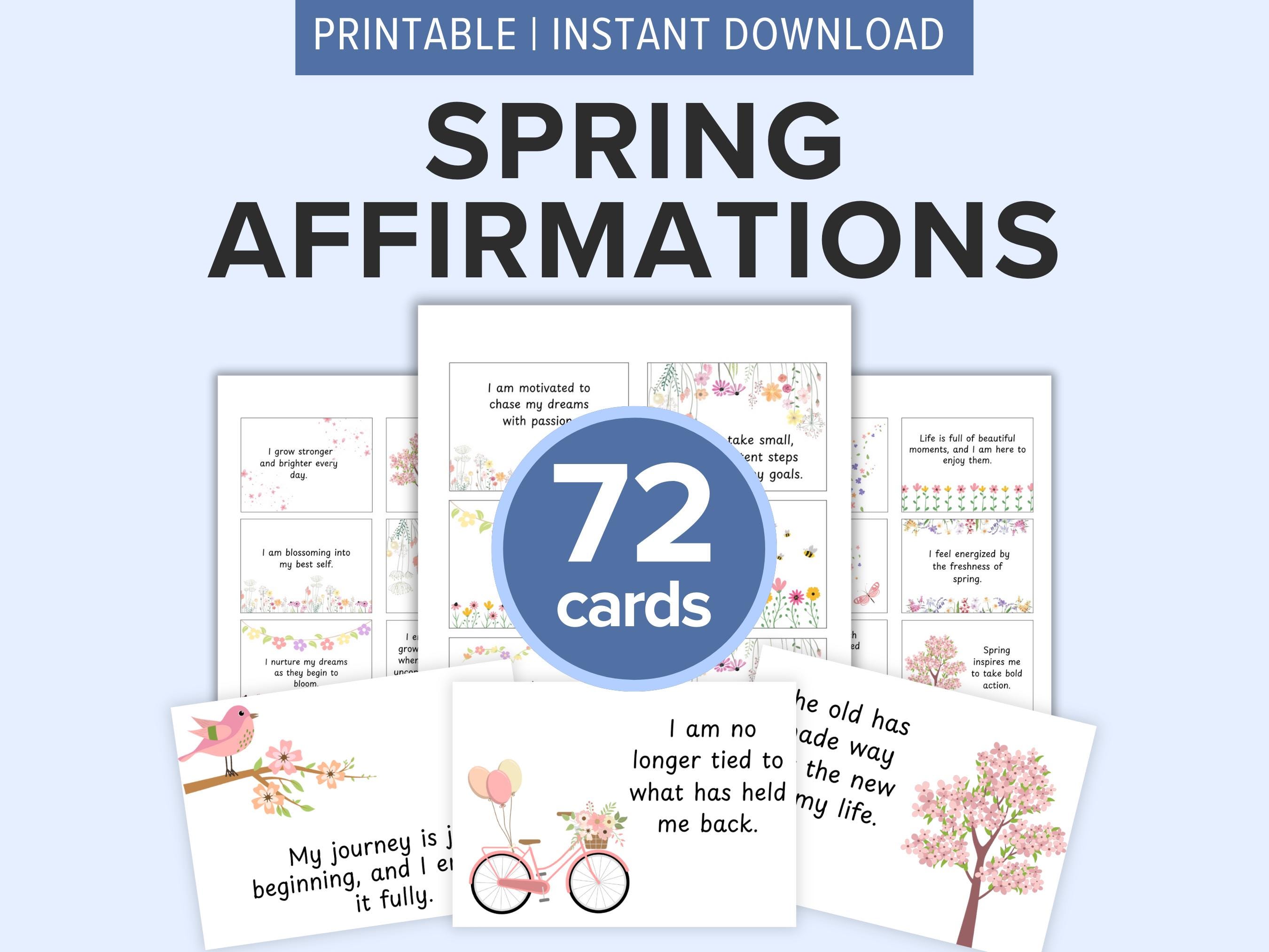 72 Spring Affirmation Cards for Gratitude | Printable Spring-themed ...
