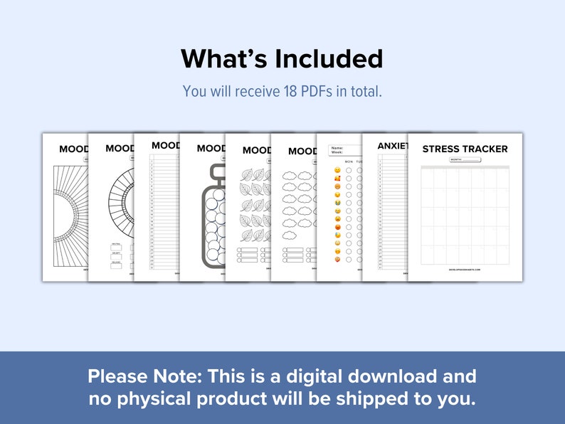 9 Daily Mood Tracker Printable Worksheets | Mental Health Planners ...