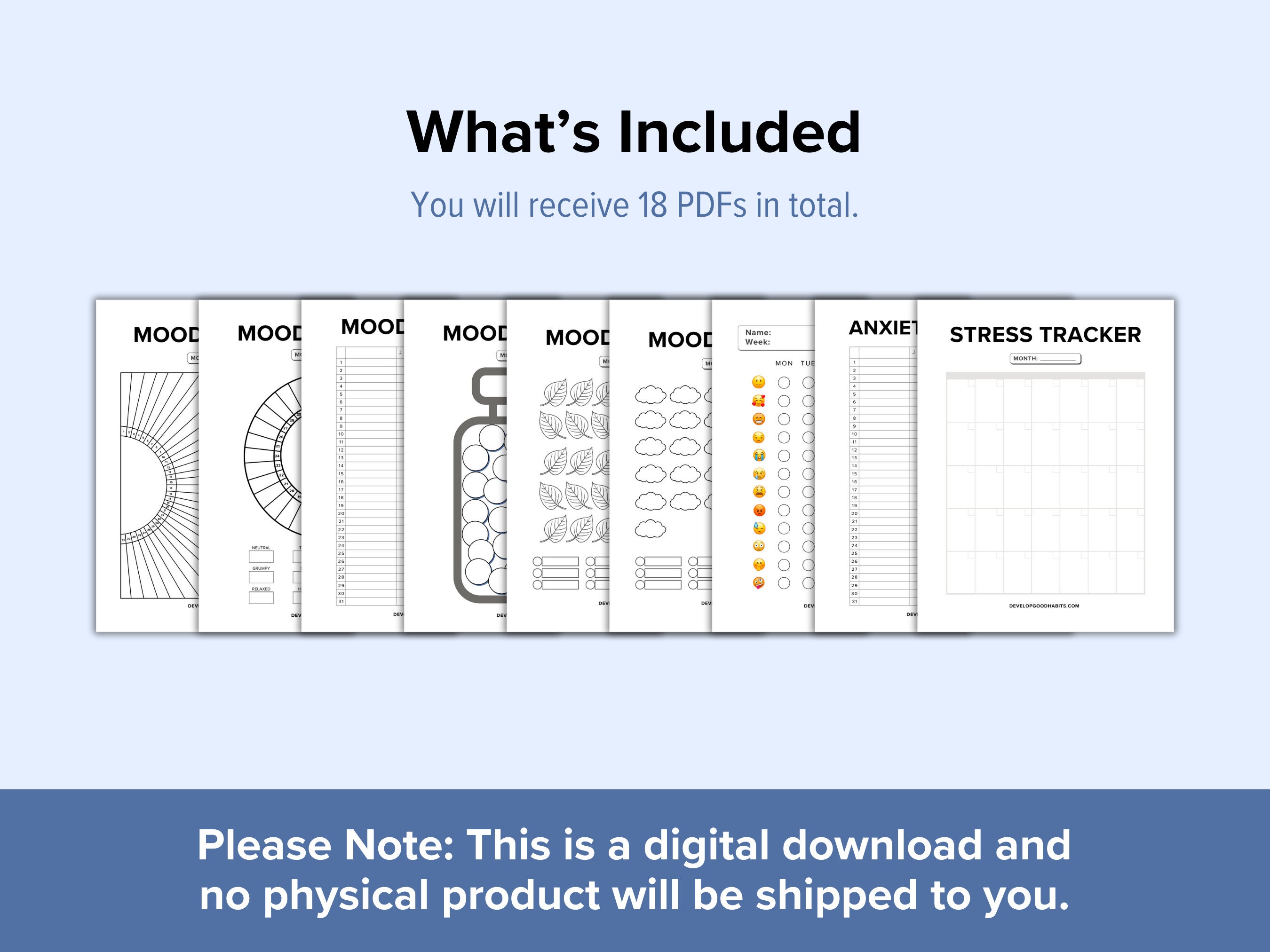 9 Daily Mood Tracker Printable Worksheets | Mental Health Planners ...