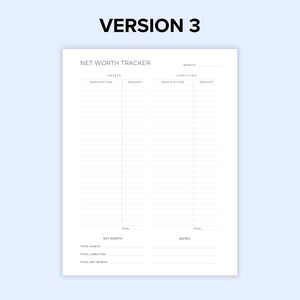Net Worth Tracker Printable | Assets and Liabilities Balance Sheet - Etsy