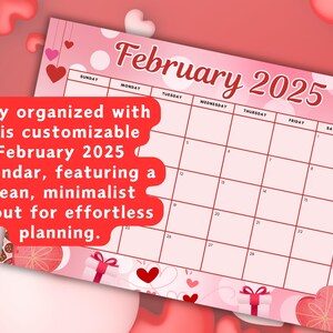 Editable February 2025 Valentines Calendar Printable | Winter-themed ...