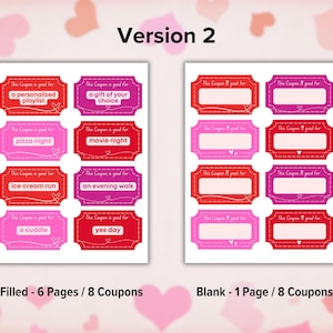 48 Romantic Love Coupons Printable for Valentine's Day, Anniversary or ...
