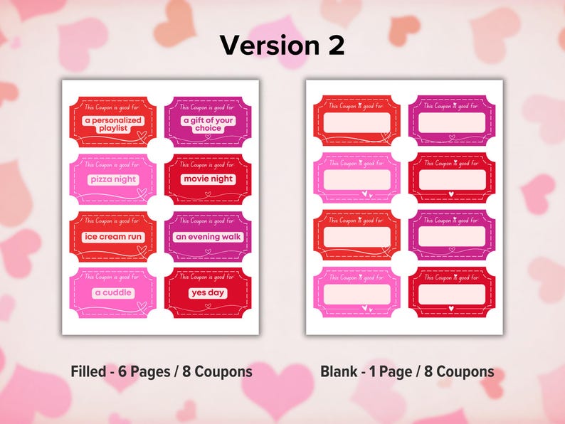 48 Romantic Love Coupons Printable for Valentine's Day, Anniversary or ...