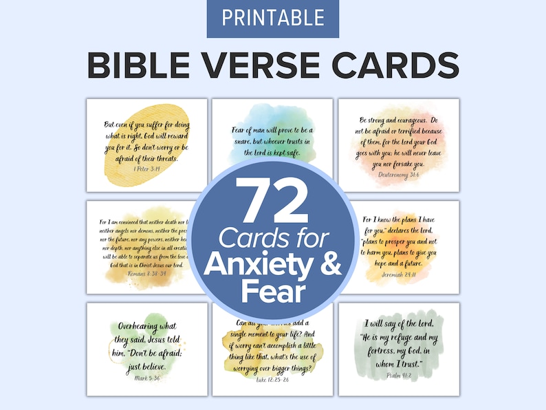 72 Printable Bible Verse Cards for Anxiety and Fear | Christian ...