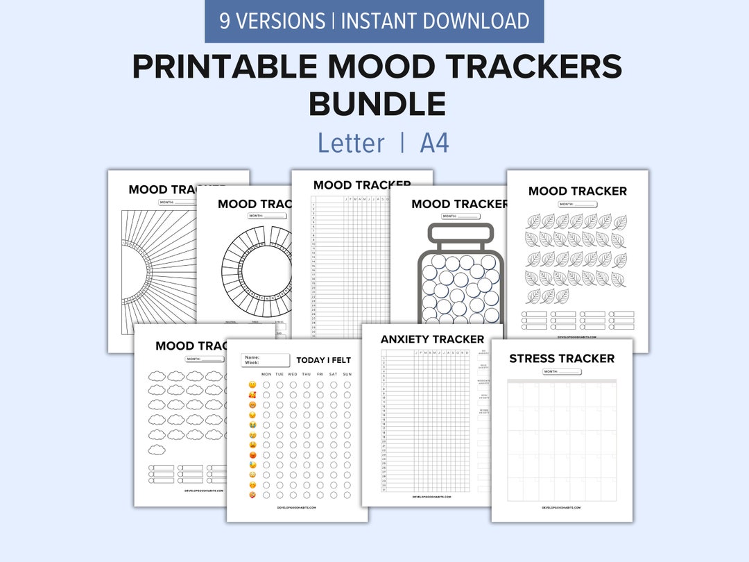 9 Daily Mood Tracker Printable Worksheets | Mental Health Planners ...