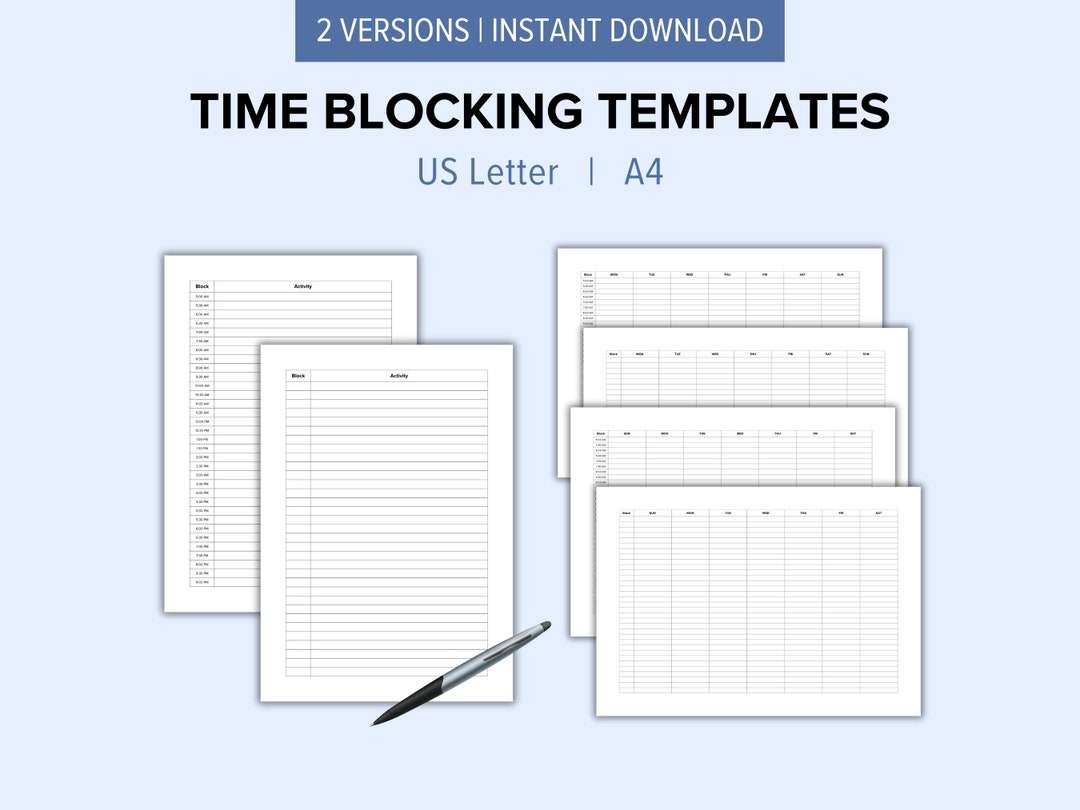 Time Blocking Planner Printable Templates | Daily or Weekly Options ...