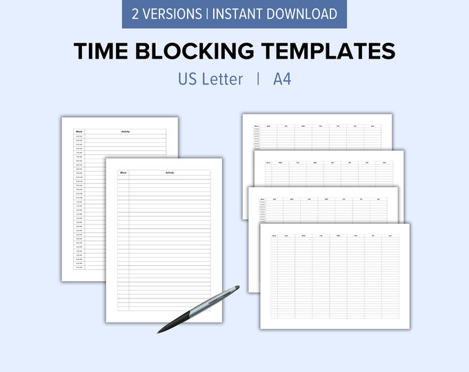 Printable Time Blocking Template - Etsy Canada Printable Time Blocking Template - Etsy Canada