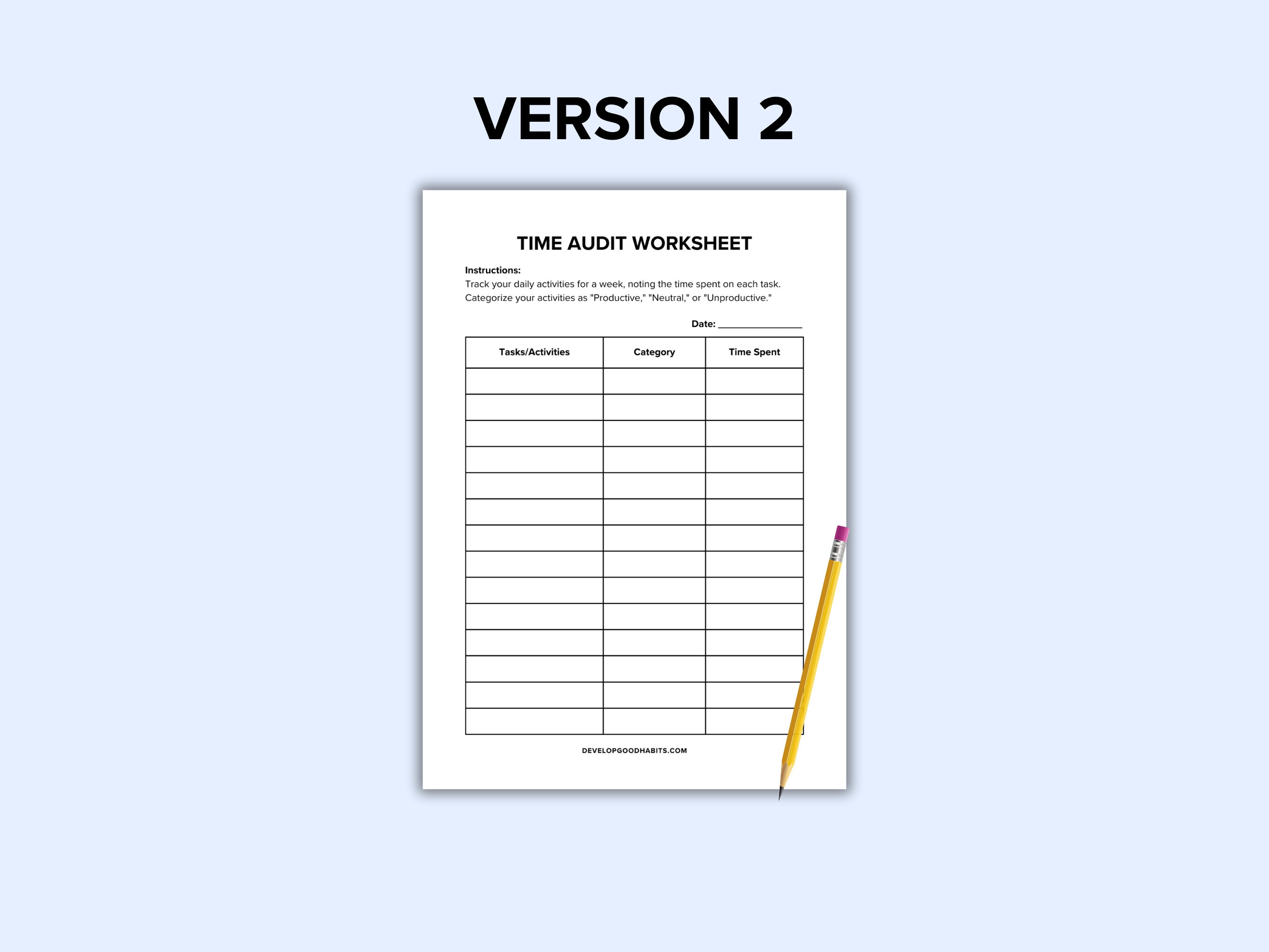 Time Audit Printable Worksheets | Hourly Time Tracker | Time Management ...