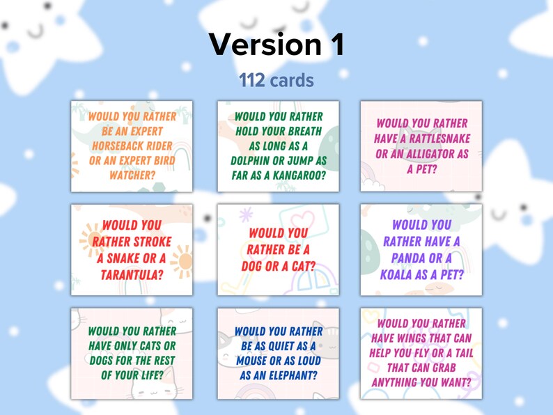 112 Printable Would You Rather Questions Game for Kids | Kids Games ...