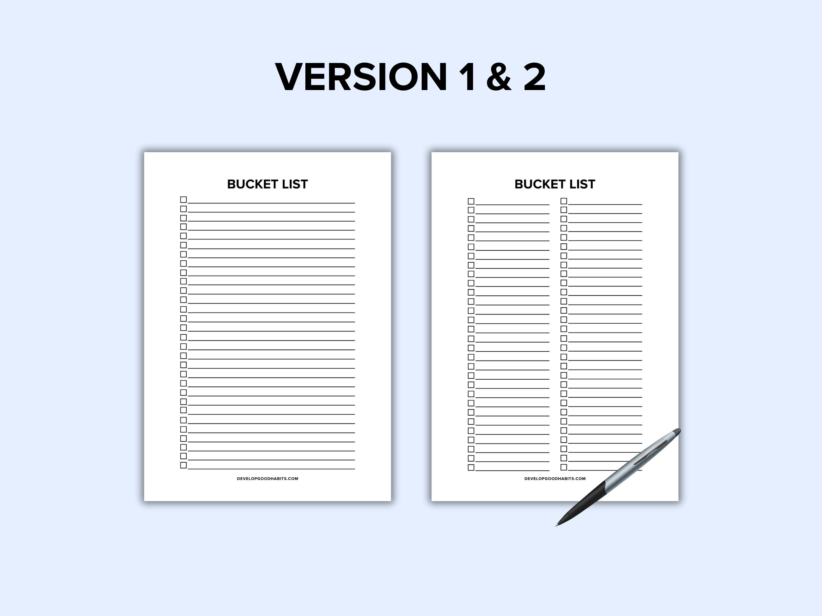 4 Bucket List Planner Printable Worksheets and Templates Bundle - Etsy