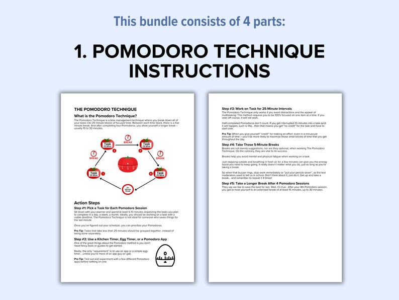 Pomodoro Technique Printable Tracker Bundle - Etsy