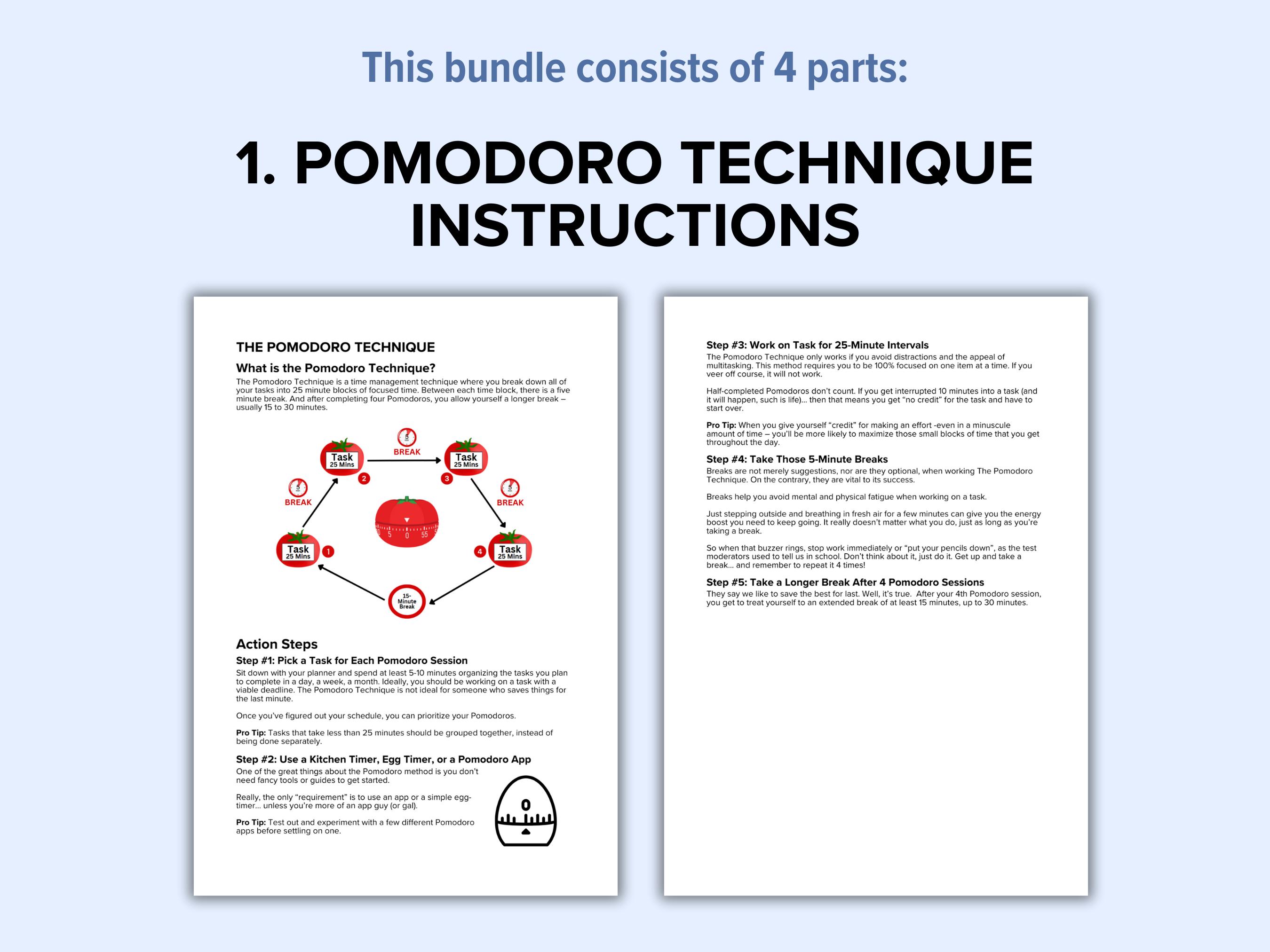 Pomodoro Technique Printable Tracker Bundle - Etsy