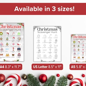 Christmas Scavenger Hunt Printable for Kids | A4, A5, US Letter - Etsy