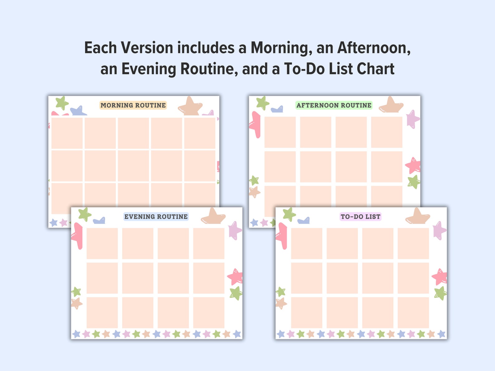 216 Daily Routine Cards for Kids Printable With 16 Kids Routine Charts ...