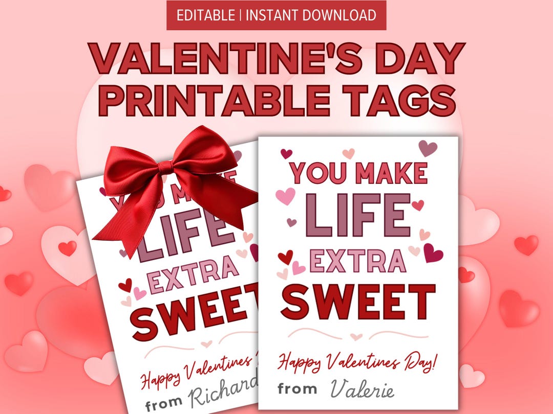 Valentine's Day Printable Tags | Valentine's Day Cards | School ...