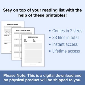 11 Reading Log Journal Printable Worksheets Bundle | Book Reading ...