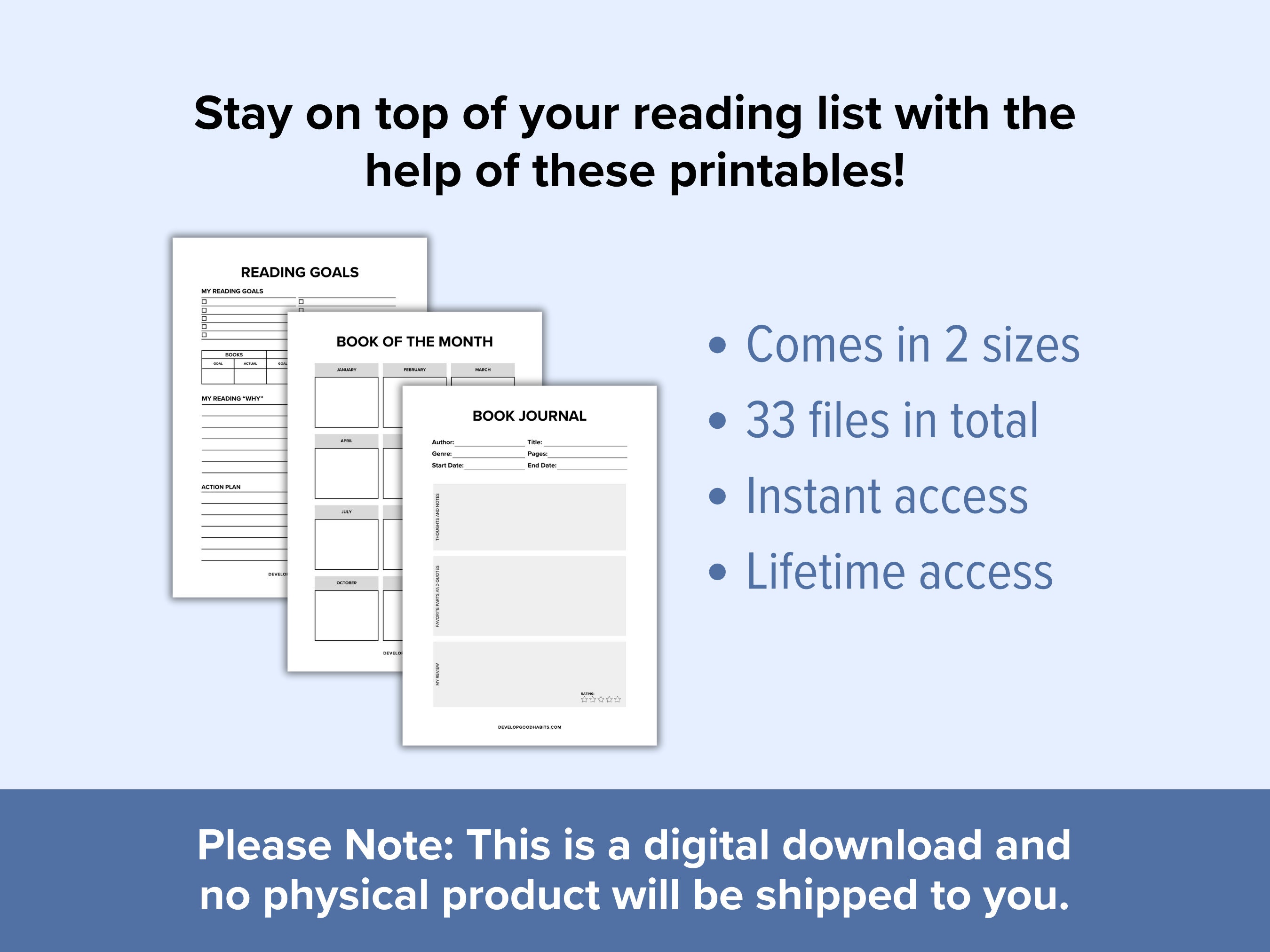 11 Reading Log Journal Printable Worksheets Bundle Book Reading Planner ...