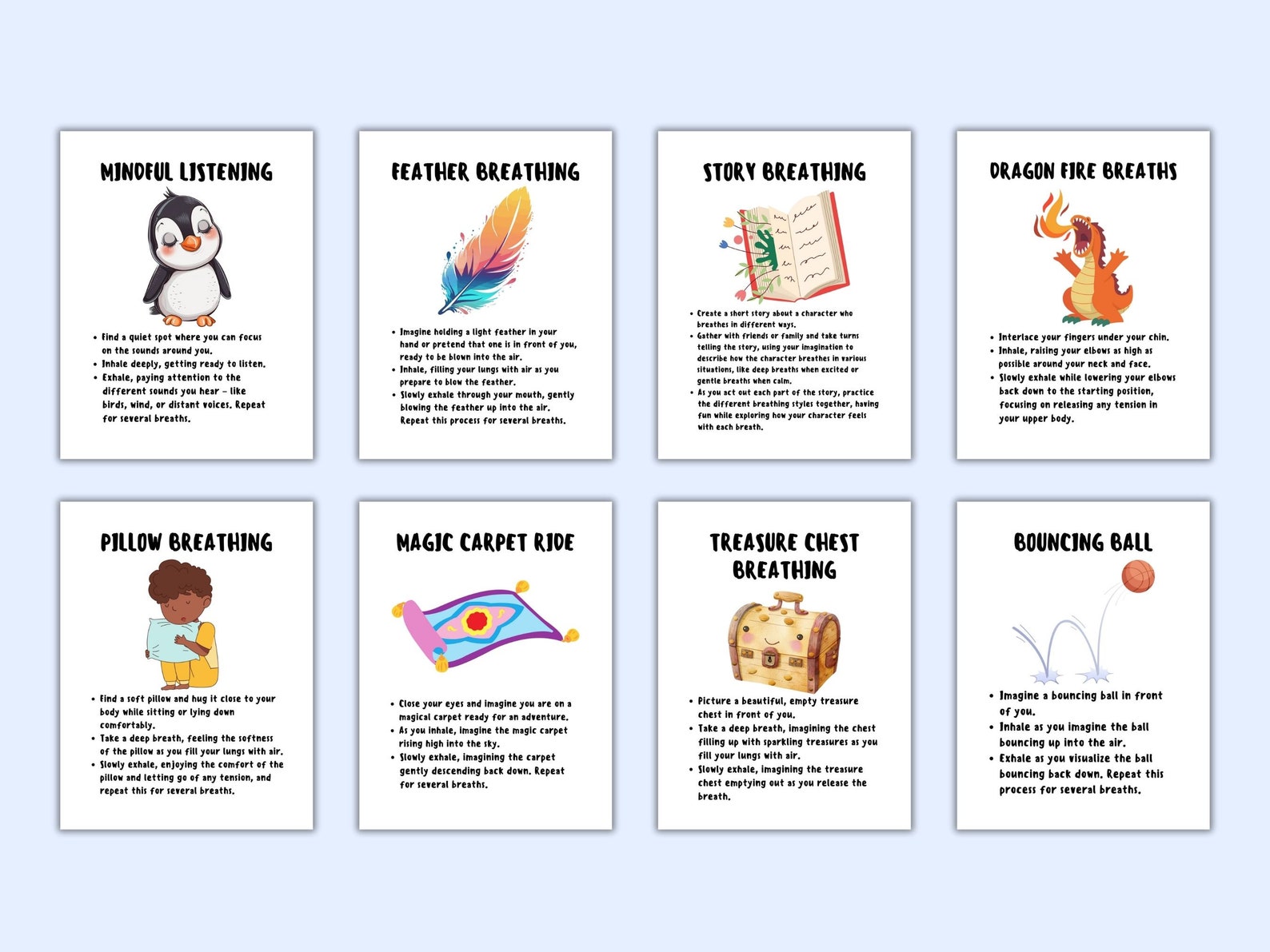 32 Mindful Breathing Cards for Kids | Calm & Focus Printable ...