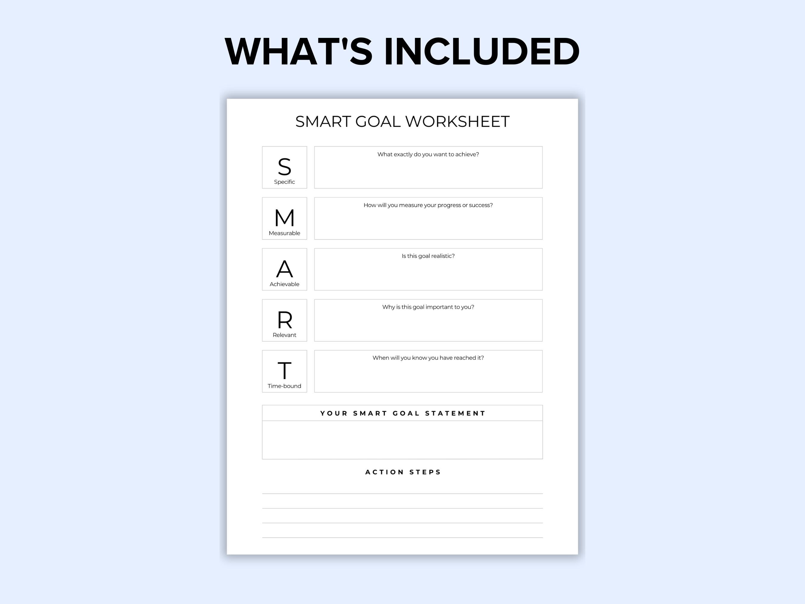 SMART Goals Printable and Editable Worksheet Template | 2025 Yearly ...