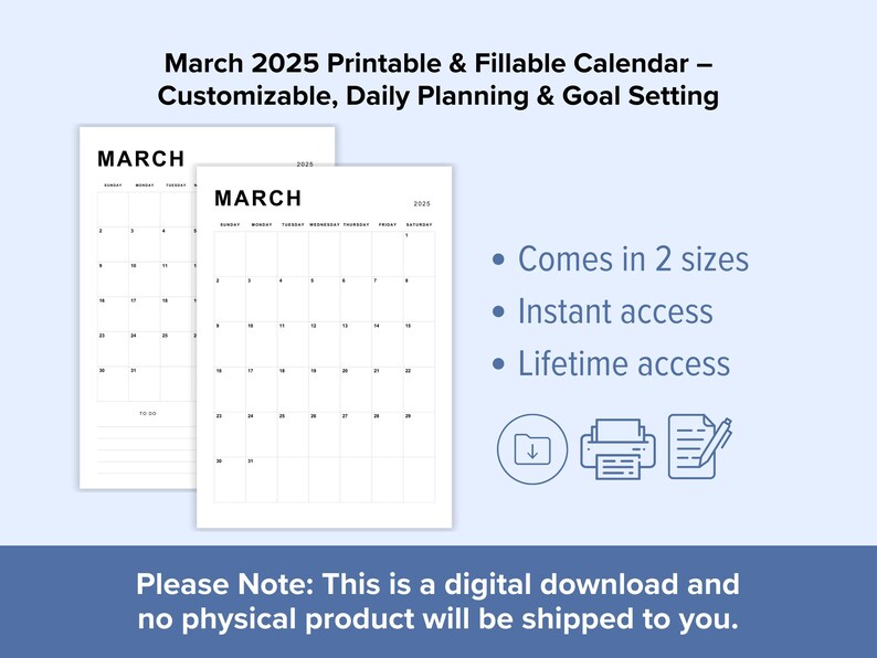 Editable March 2025 Calendar Minimalist Printable | Simple Minimalist ...